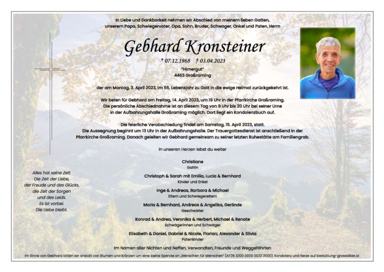 Gebhard Kronsteiner - Bestattung Grossalber