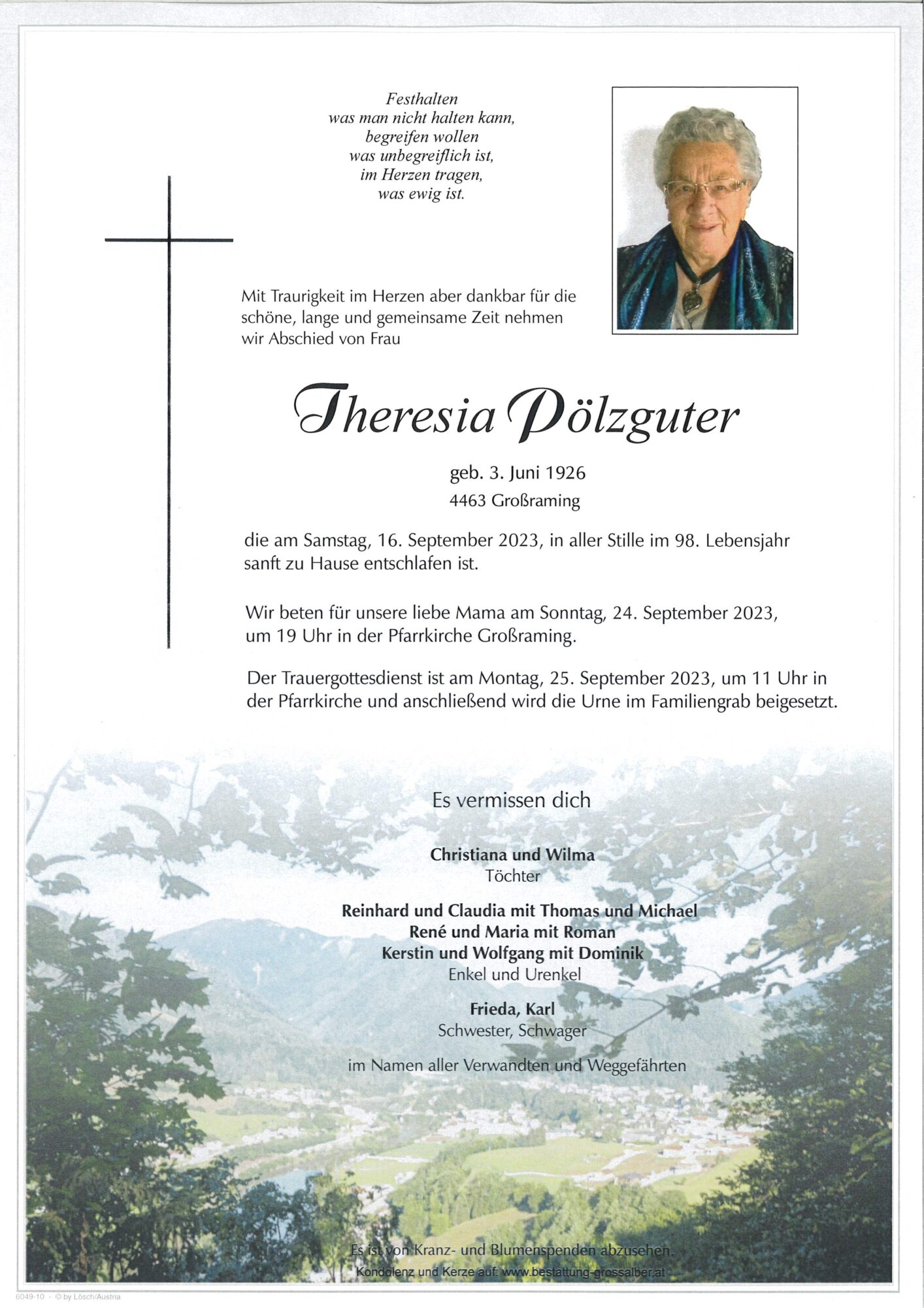 Theresia Pölzguter - Bestattung Grossalber
