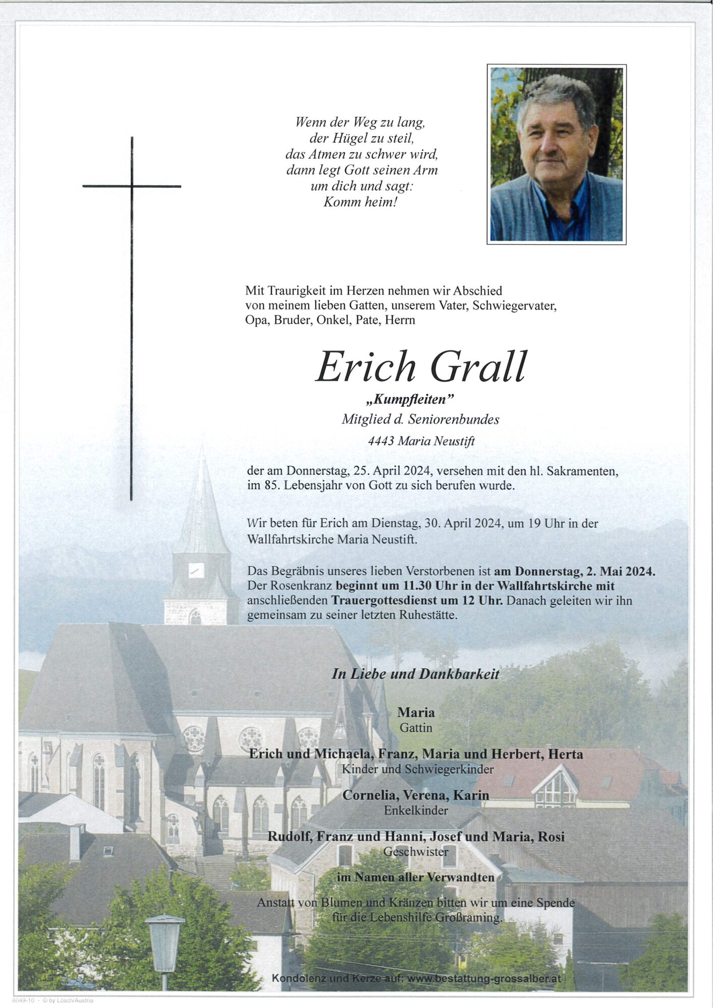 Erich Grall - Bestattung Grossalber